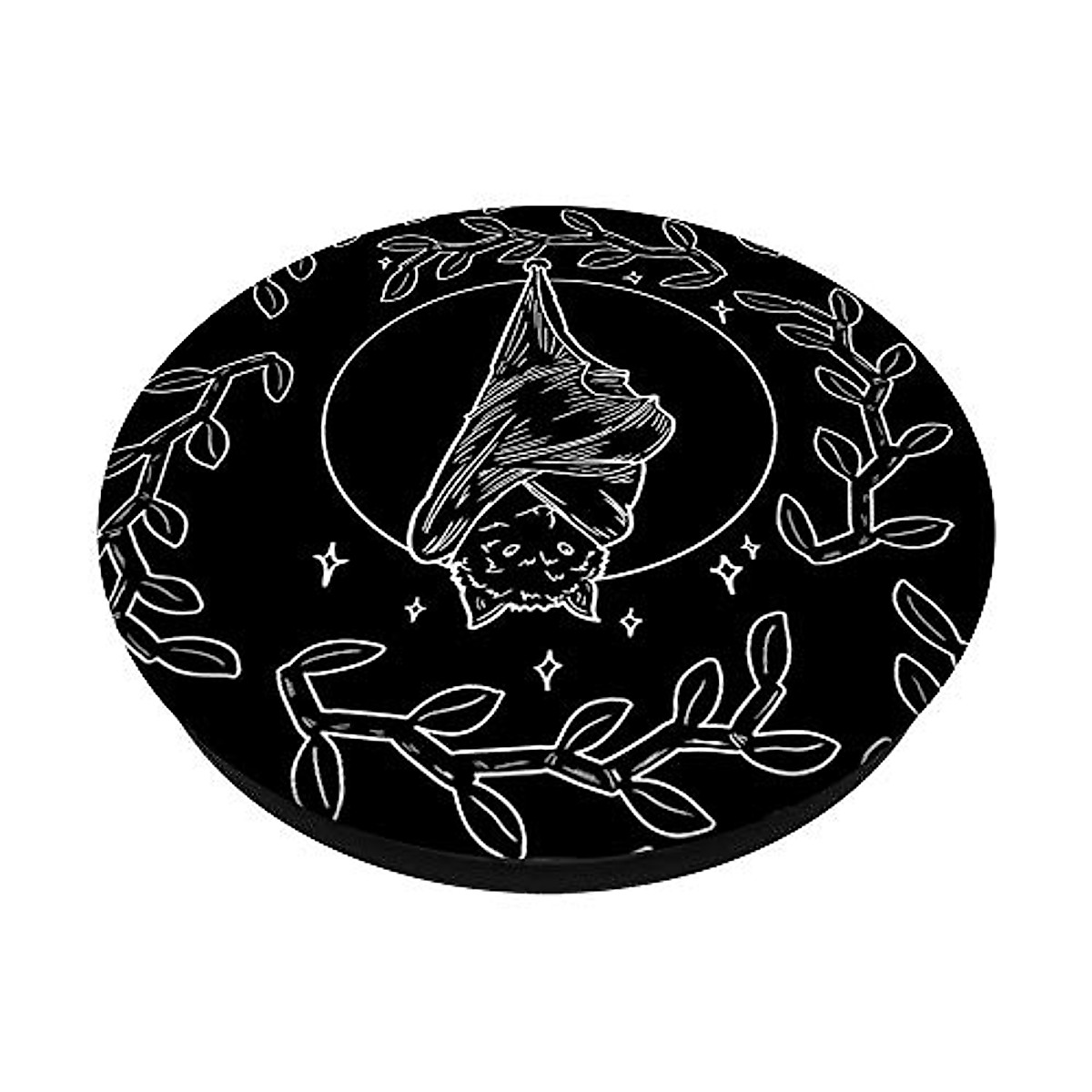 Moon Bat Line Retro Vampiric Dark Dwellers Goth Lover Gift PopSockets PopGrip: Swappable Grip for Phones & Tablets