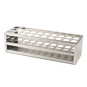 Okulab Test Tube Rack, 30 Holes Stainless Steel Test Tube Racks, with Extended Edges Providing Handles, Suitable for Tubes of Dia.≤21mm, Round Holes Test Tube Holder, for Classroom, Lab,TTRS30B1