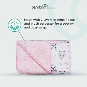BAMBINO CREATIONS Sherpa Baby Blanket, Cuddly Soft 2-Layer, 39.37" L x 29.92", Pink