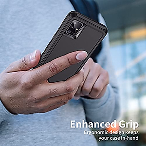 Mieziba for Galaxy A51 5G Case,Shockproof Dropproof Dustproof 3-Layer Full Body Protection Rugged Heavy Duty High Impact Hard Cover Case for Samsung Galaxy A51 4g 6.5 inch,Black