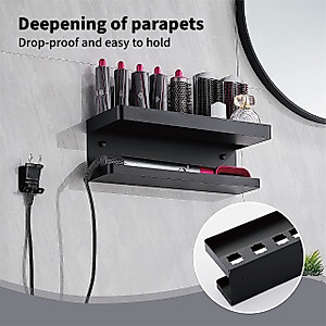 Wall Mounted Airwrap Holder for Dyson - SS304 Hair Dryer Organizer，2 layers with Extra Storage Space for Home Bathroom Shelf Organizer