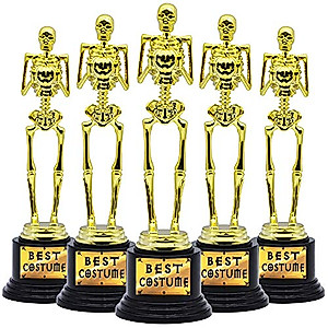JOYIN 5 Halloween Best Costume Skeleton Trophy for Halloween Skull Party Favor Prizes, Gold Bones Game Awards, Costume Contest Event Trophy, School Classroom Rewards, Treats for Kids, Goodie Bag Fillers