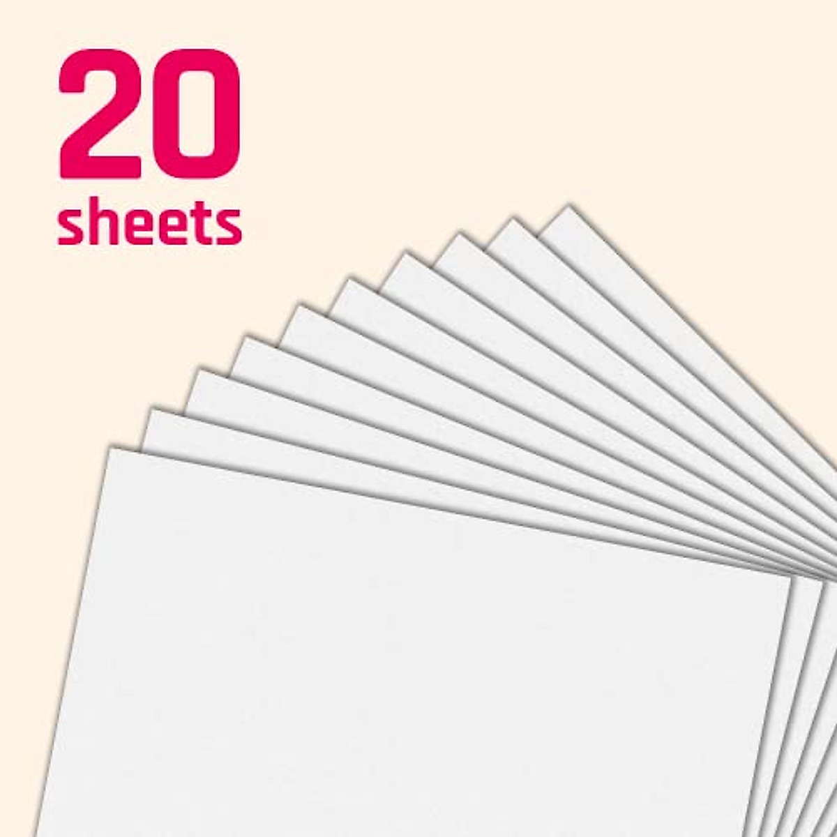 20 Sheets, Heavy White Cardstock - 8.5" x 11", 110 lb (300 gsm)
