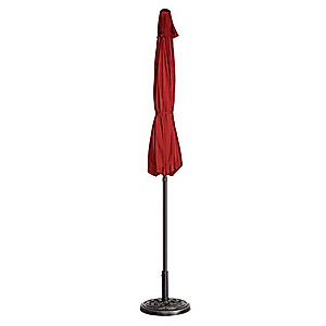 Villacera 9-Foot Patio Umbrella - Easy Crank Outdoor Table Umbrella with Steel Ribs and Aluminum Pole for Deck, Porch, Backyard, or Pool (Red)
