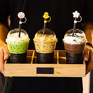 16 Pieces Reusable Drinking Straw Tips Lids Anti-dust Silicone Straw Caps for 7-8 mm Straws Airtight Seal Splash Proof Straw Tips Covers (Flower Animal Style)