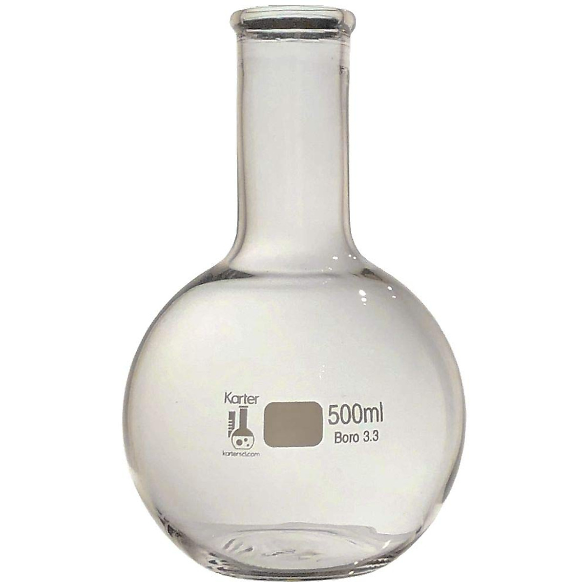500ml Boiling Flask, 3.3 Boro. Glass, Flat Bottom, Karter Scientific 250B4 (Single)