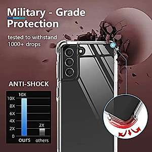 KIOMY Galaxy S21 FE Case Crystal Clear Shockproof Bumper Protective Phone Cover Hybrid Design Hard PC Back with Flexible TPU Raised Bezel & Enhanced Corners Slim Fit Skin for Samsung Galaxy S21 FE 5G
