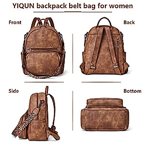 YIQUN Backpack Purse for Women, Leather Purse Backpack Shoulder Bag Designer women backpack Travel Backpack with Belt Bag