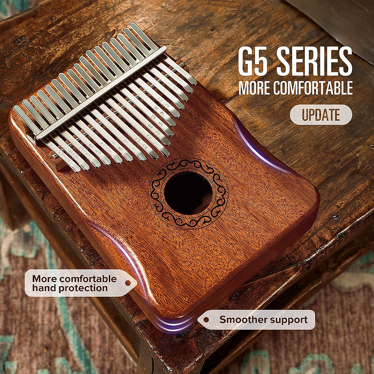 MIFOGE Kalimba Thumb Piano & MIFOGE Ocarina 12 Hole Tones Alto C (Black with White)