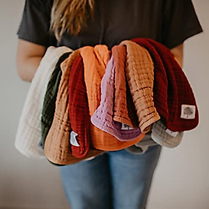 Parker Baby Muslin Cotton Burp Cloths - 5 Pack Large Cotton Burping Clothes for Boys, Girls, Unisex (White)