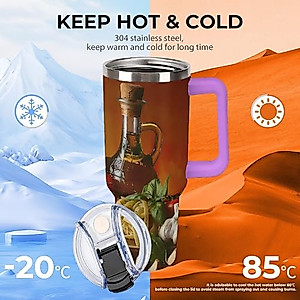 Pasta Ingredients Insulated Tumbler with Lid And Straw Stainless Steel Travel Coffee Mug 40oz Violet-style
