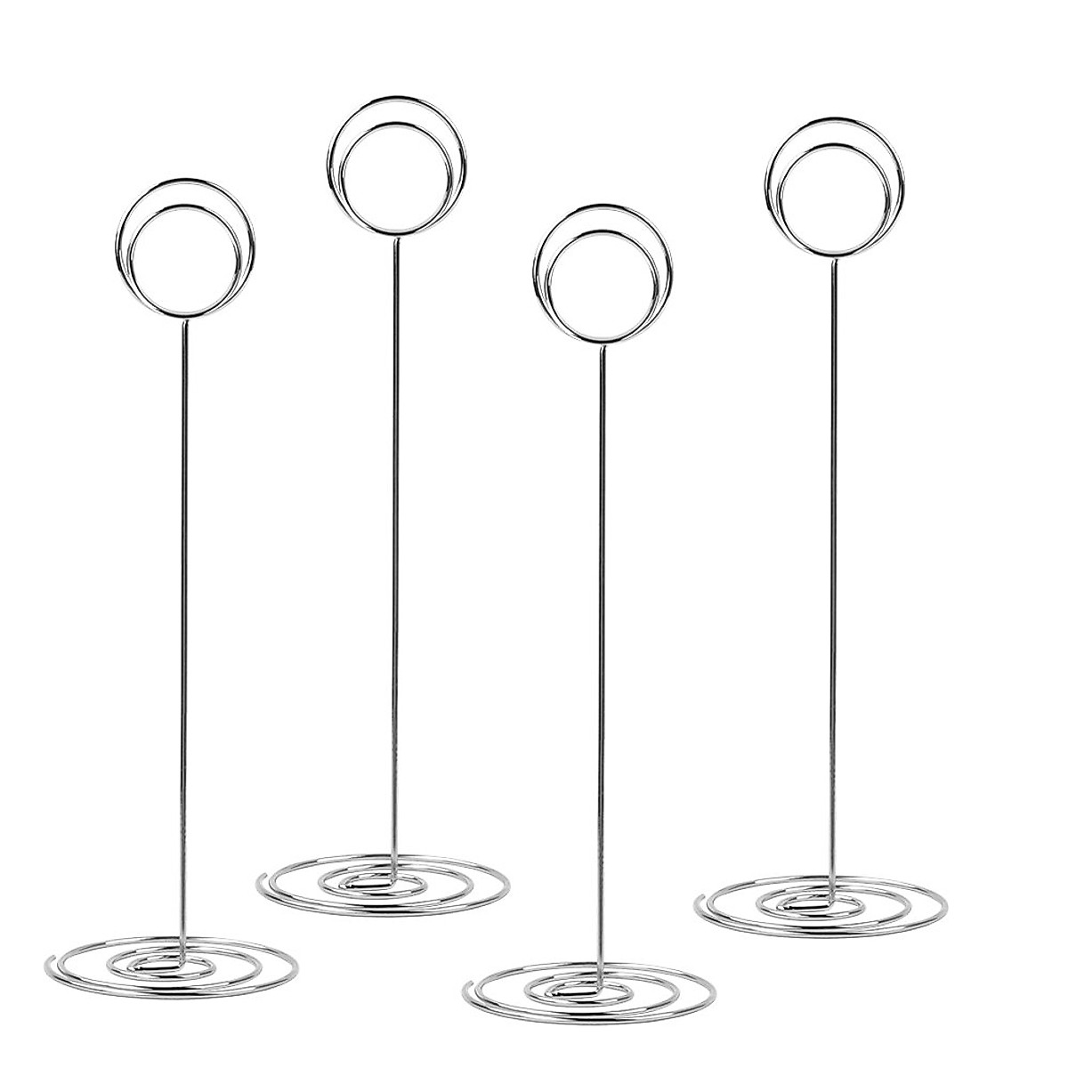 Radezon 10 Pack 8.75 inch Tall Table Number Holders Place Card Holder Table Picture Holder Wire Photo Holder Clips Picture Memo Note Photo Stand (Silver)
