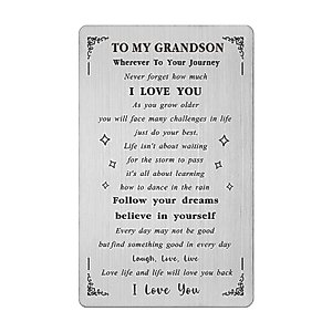 Suoegigs Grandson Wallet Card, To My Grandson Gifts from Grandma, I Love You Grandson Birthday Card, Inspirational Gifts Christmas Graduation coming of age Gifts for Grandson