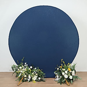 Efavormart 7.5ft Matte Navy Blue Round Spandex Fit Wedding Arch Backdrop Cover - 2-Sided Custom Fit Backdrop Stand Arch Cover