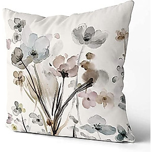 Qesonoo Flower Throw Pillow Covers 18x18 Set of 2, Flowers Pillow Cushion Cases, Modern Decorative Square Pillowcases for Sofa Couch Bedroom Living Room Car