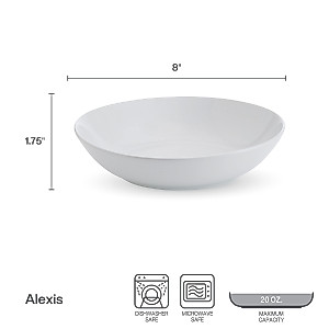 Studio Nova Alexis Set of 4 Pasta Bowls, 8 Inch, 20 Ounce, White