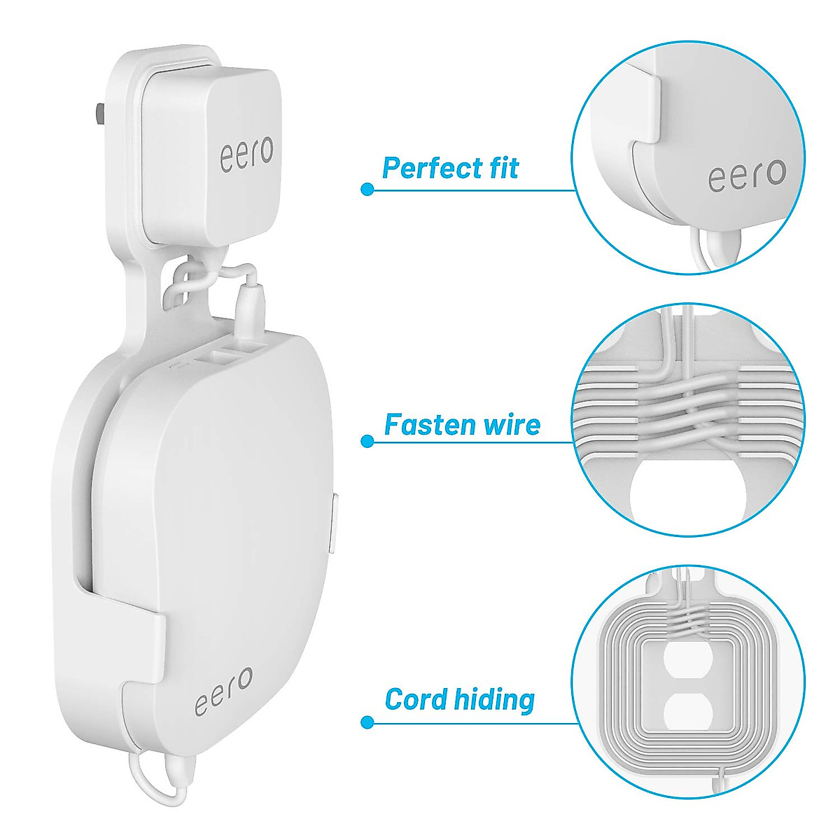 Wall Mount Holder for eero Pro Home WiFi System-Simple and Sturdy Wall Mount Holder Stand Bracket (NOT for eero 6 or eero pro 6), Without Messy Wires (White(3 Pack))