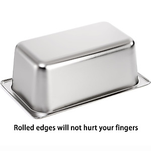 TOPZEA 4 Pack Hotel Pans, 1/4 Size 4" Deep Stainless Steel Steam Table Serving Pan, Buffet Dinner Catering Food Pans, Warmer Breading Tray Batter Pan for Restaurant Salad Bar Party Supplies