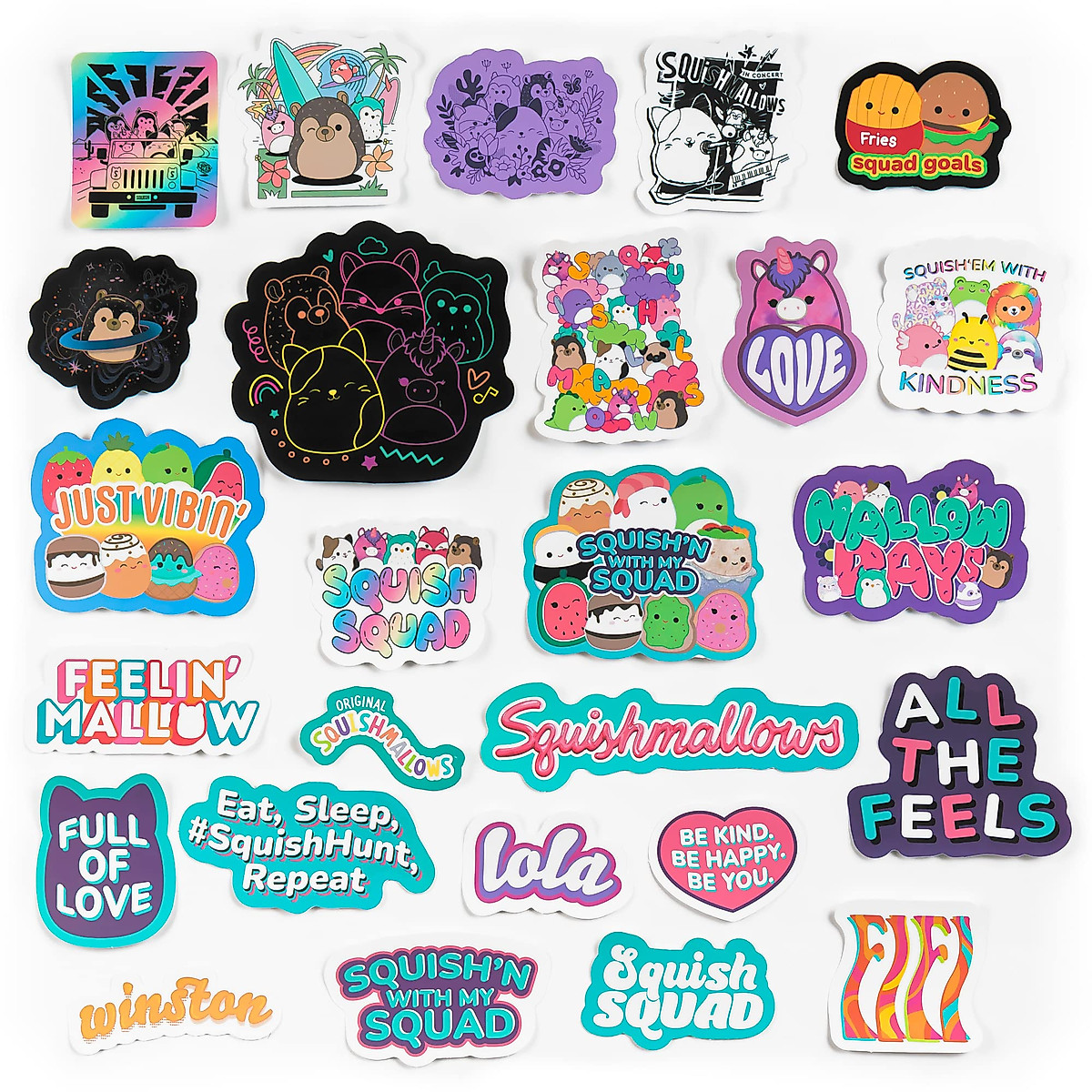 Fashion Angels Squishmallows Vinyl Sticker Pack - Includes 100 Large Squishmallows Stickers - Water Resistant Stickers - Join The Squish Squad - Accessorize Notebooks, Journals & More - Multi (50433)