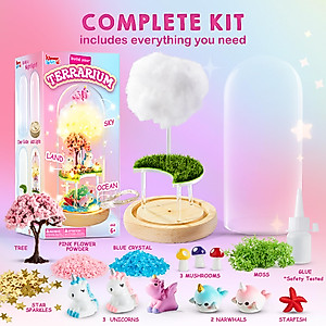 Make Your Own Unicorn Night Light - Birthday Crafts Gifts for Girls Kids, Unicorns Terrarium Kit for Kids, 3-in-1 Unicorn Toys Presents, Kawaii Arts and Crafts for Kids Age 6 7 8-12 Year Old Girl