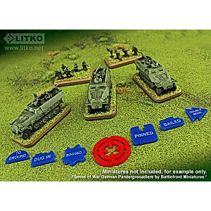 LITKO Command Token Set | Gaming Aid Pieces | Compatible with Flames of War, Bolt Action, Axis & Allies | Set of 25 (Blue)