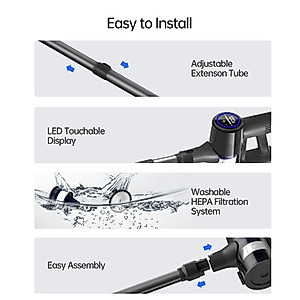 VOVGUU Cordless Vacuum Cleaner 28KPA, Stick Vacuum Cleaner Cordless with 7 Power Modes, 50 Mins RunTime Vacuum Cleaners for Home Hardwood Floor and Carpet, Pet Hair