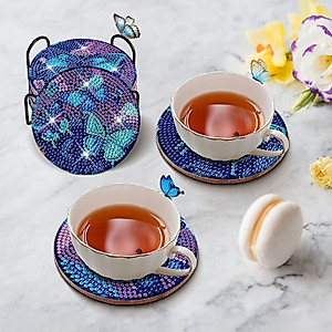 8 Pcs Christmas Christian Bible Verse Diamond Art Coasters Kits with Holder Bible Word Diamond Art Coaster with Cork Bases for Adults Diamond Kits Supplies for Holiday Present