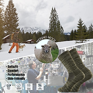 Ortis Men's Merino Wool Cushion Crew Socks with Moisture Wicking Control Light Weight Breathable for Outdoor Hiking Cycling(Green L)