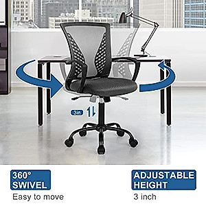 Home Office Chair Mesh Computer Chair Executive Mid Back Ergonomic Adjustable Desk Chair with Lumbar Armrest Support Modern Rolling Swivel Chair for Women&Men Adult