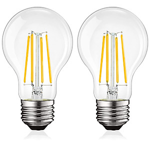 LUXRITE Vintage A19 LED Light Bulbs 100 Watt Equivalent, 1600 Lumens, 3000K Soft White, Dimmable Edison Light Bulbs, 12W, Damp Rated, UL Listed, Clear Glass Filament Bulb, E26 Medium Base (2 Pack)