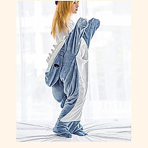 Shark Blanket, Shark Blanket Adult Hoodie, Cozy Soft Flannel Wearable Shark Blanket Adult (66.9 * 27.5in)