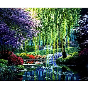 NEILDEN Diamond Painting Kits for Adults Beginners DIY 5D Scenery Diamond Art Kits Round Full Drill Diamond Dotz Diamond Dots Willow Tree Pictures Art for Home Wall Decor 14 x 18 inch