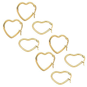 UNICRAFTALE About 36pcs Heart Hoop Earrings Golden Hypoallergenic Earring Hoops Stainless Steel Ear Wires Components 12 Gauge Huggie Earrings for Women Jewellery Making 29mm
