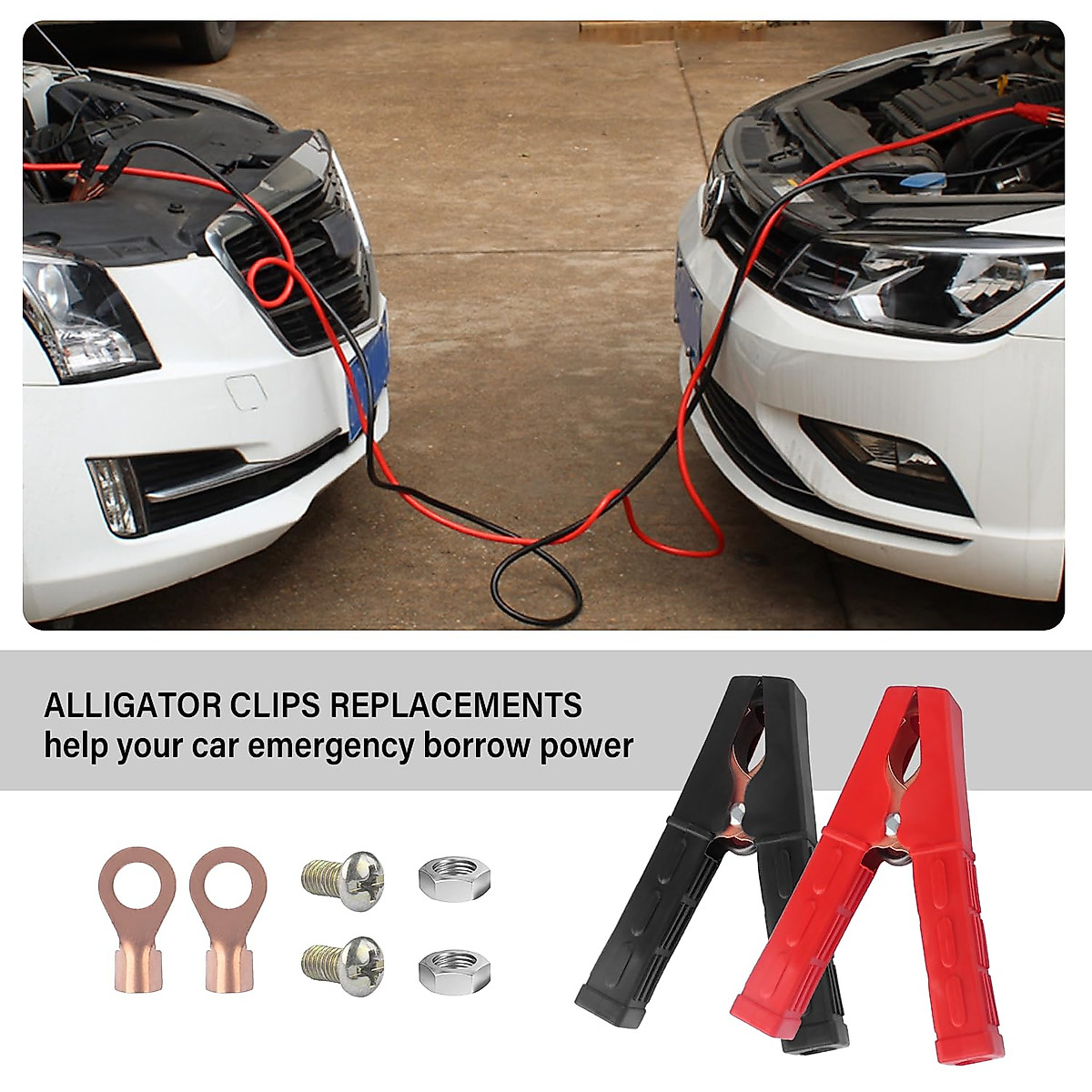 2PCS Car Alligator Clips Electrical Battery Clamps,Pure Copper Heavy Duty Jumper Cables Clamp with Rubber Insulating Handle,Universal Battery Clips for 12-36V Car Truck SUV RV