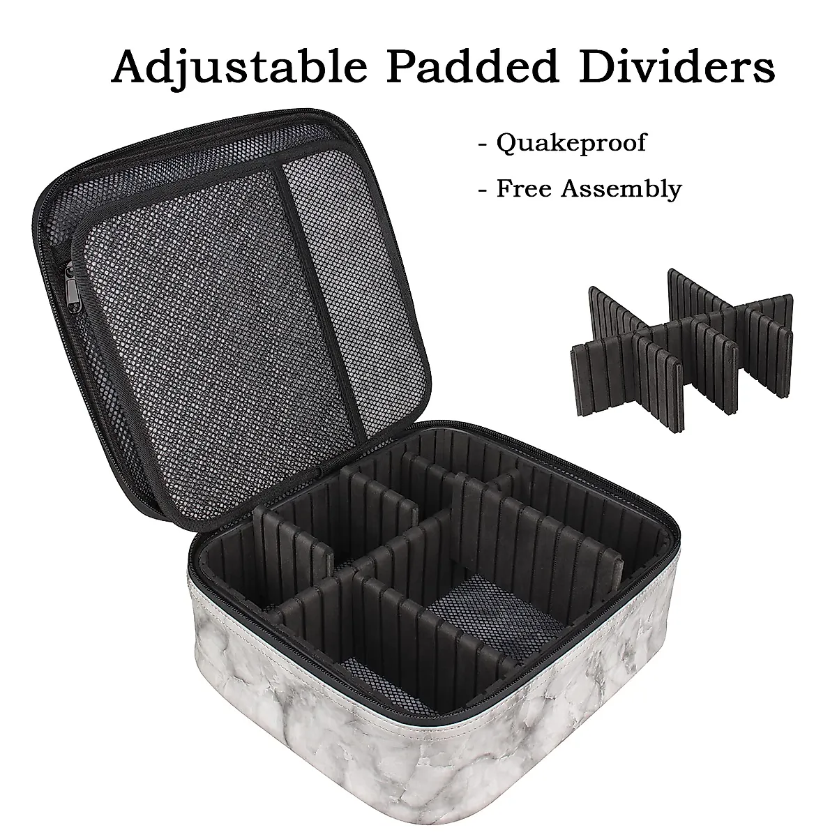 YOOMIK Smell Proof Case with Lock, Upgrade Odor Proof Bag Stash Box for Travel Storage Pouch(Marble Black)