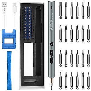 Precision Screwdriver Set, 28 in 1 Small Cordless Electronic Rechargeable Torque Power Drill Kit, Portable Automatic Mini Pen Screwdriver w/ 24 Bits Light for Computer Phone Laptop RC Car Toy Repair