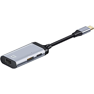 chenyang USB C HUB,USB C to RJ45/USB A/C Data/PD 65W Fast Charging 4 in 1 Multiport Adapter Support Network/Data/Charging Working at The Same time