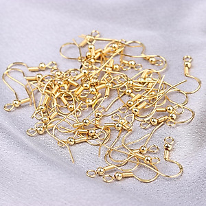 14K Gold Earring Hooks 50 PCS - Earring Hooks for Jewelry Making - Hypoallergenic Earring Hooks, Ear Wires Fish Hooks, Earring Findings, Earring Hardware, Earring Making Supplies for DIY Earrings
