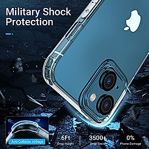 GLIMALL [5 in 1 Designed for iPhone 13 Clear Case with Screen Protector[2 Pack] +Camera Lens Protector[2 Pack], Military Grade Drop Protection Transparent Cover 6.1 Inch