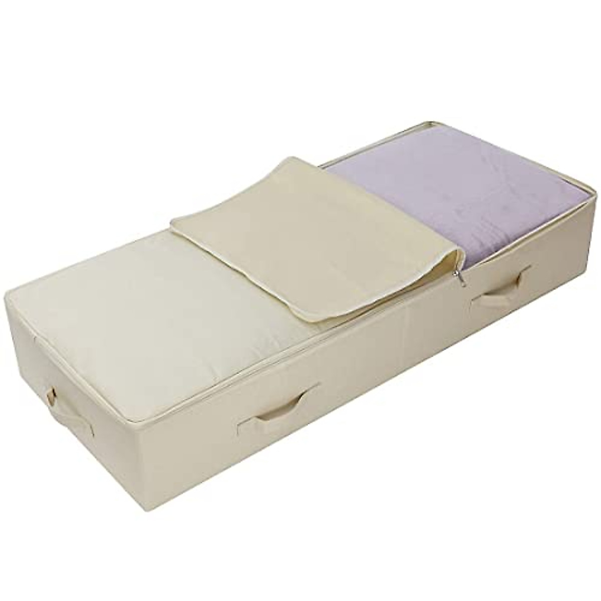 iwill CREATE PRO Ultra Large Size Underbed Storage Bins Set, Folding Washable, Good for Duvets, Blankets, Shoes, Garment Organizer, Beige