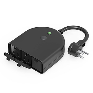 Outdoor Smart Plug, Outdoor Wi-Fi Outlet with 3 Sockets, Compatible with SmartThings, Alexa, Google Home, Wireless Remote Control/Timer by Smartphone, IP44 Weatherproof, FCC/RoHS Certified