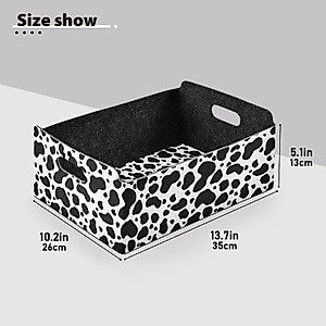 Kigai Cow Storage Basket, Foldable Open Storage Bins with Double Handle, Felt Storage Boxes for Office Desk, Rectangular Closet Organizer Containers for Home Bedroom