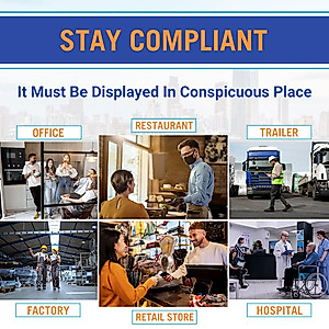 2023 California State & Federal Labor Law Poster - OSHA Workplace Compliant & Required - Current with Mandatory Updates for 2023 - UV Laminated & Waterproof - 25" x 39" (English)