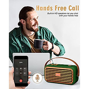 Greadio Vintage Speaker, Retro Bluetooth Speaker with 16W Stereo Sound Rich Bass Dual Speakers, Bluetooth 5.0, Support Hands-Free Call TF/AUX/U-Disk for Gift, Party, Travel, Office,Home (Green)