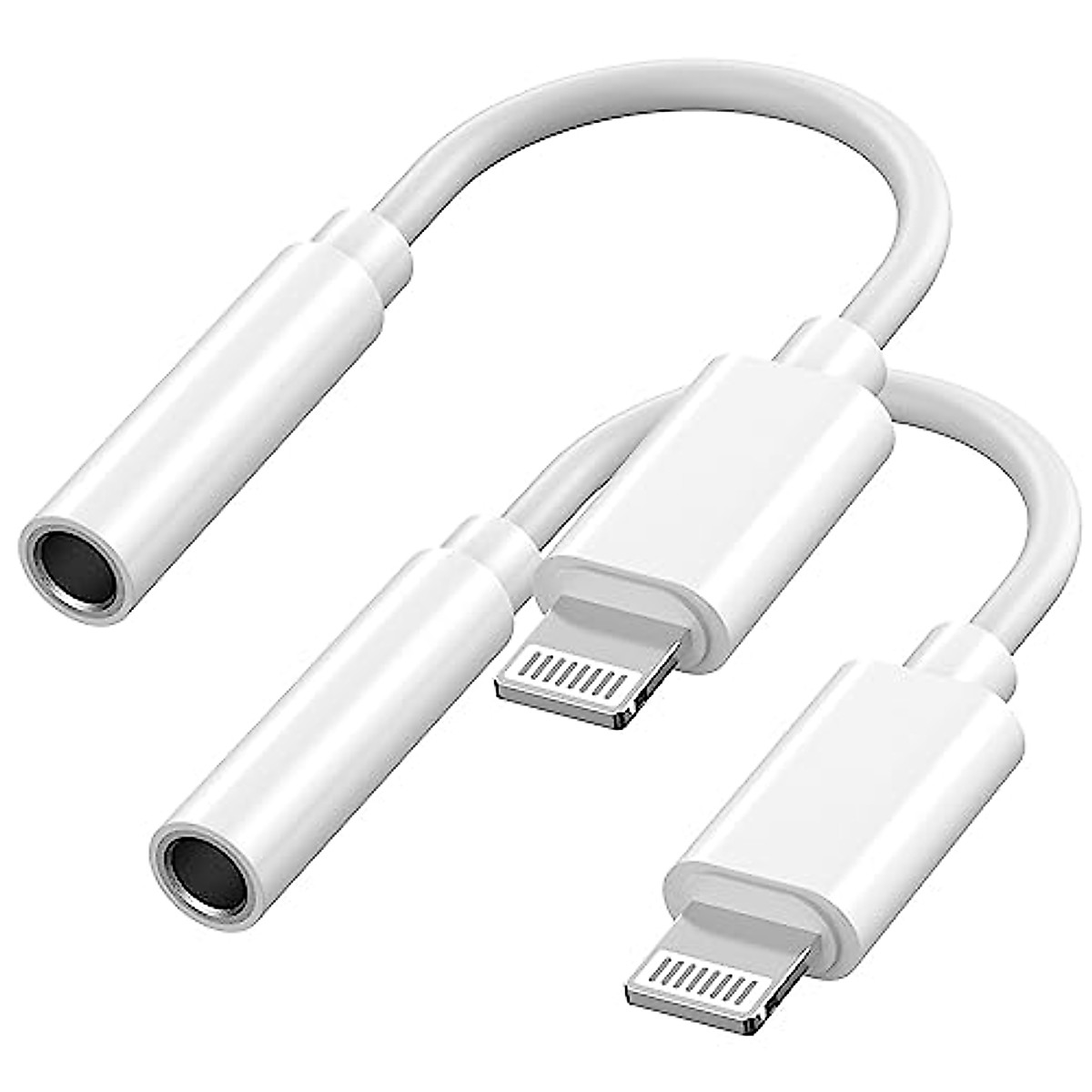 2 Pack [Apple MFi Certified] Lightning to 3.5 mm Headphone Jack Adapter, iPhone 3.5mm Headphones Earphones Jack Aux Audio Adapter Dongle for iPhone 14 13 12 11 Pro Max XS XR X 8 7 iPad, Support iOS 16