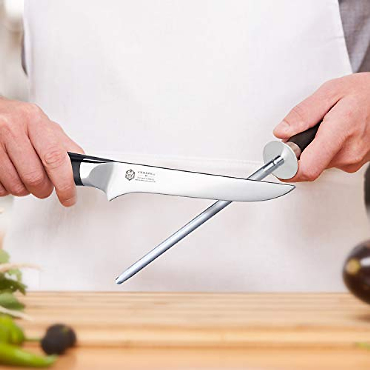 KESSAKU Sharpening Honing Rod - 10 inch - Dynasty Series - High Carbon Stainless Steel - G10 Garolite Handle