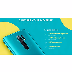 Xiaomi Redmi 9 (64GB, 4GB) 6.53", 5020 mAh Battery, Dual SIM GSM Unlocked Global 4G LTE (T-Mobile, AT&T, Straight Talk) International Model (Carbon Grey)
