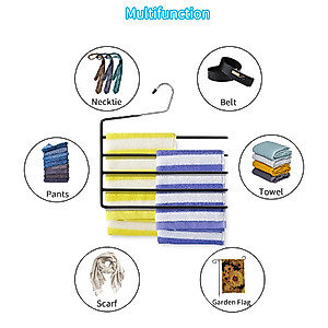 Nature Smile Pants Hangers 3pack, Heavy Duty Multi Layers Space Saving Slack Hangers,Non Slip 5 Tier Open-Ended Pants Hanger Closet Storage Organizer for Garden Flags Trousers Jeans Scarf