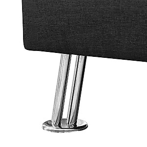 Eafurn Convertible Futon Sofa Cup Holders,Adjustable Sleeper Loveseat Couch,61.42" Linen Home Recliner Reversible Folding Daybed Guest Bed w/Removable Pillow-Top Armrests,Chromed Metal Legs, Black