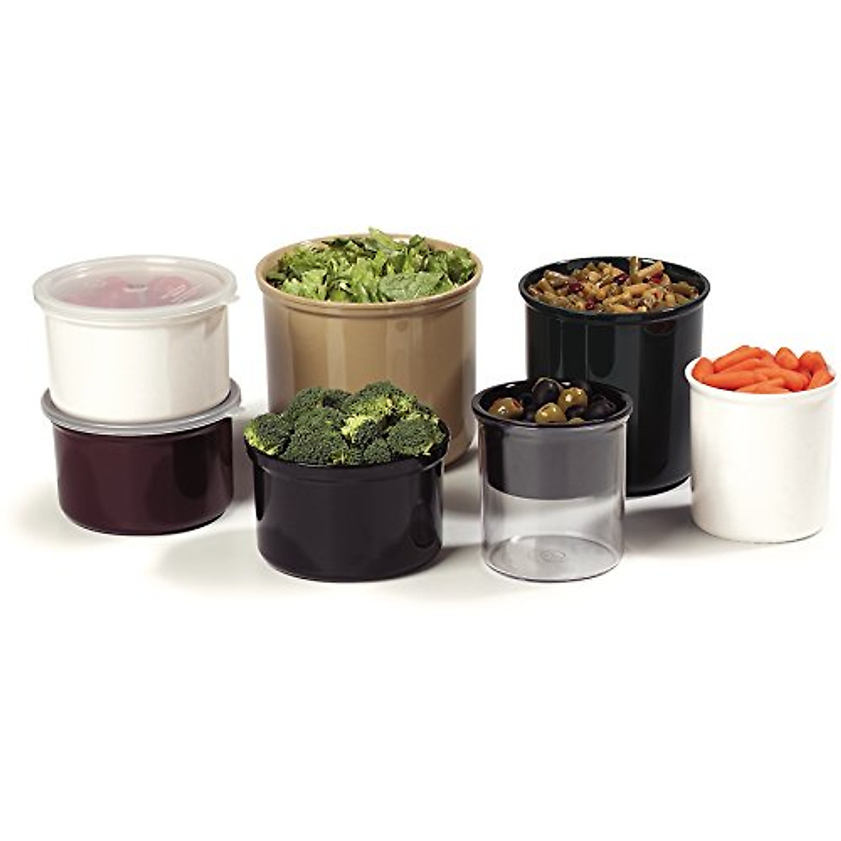 Carlisle FoodService Products Classic™ Round Storage Container with Lid, 1.2 Quart Crock, Brown